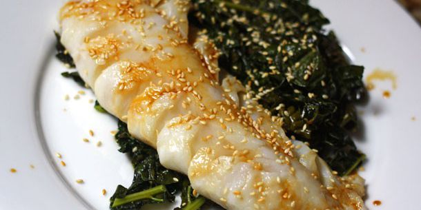 One-skillet Cod and Kale